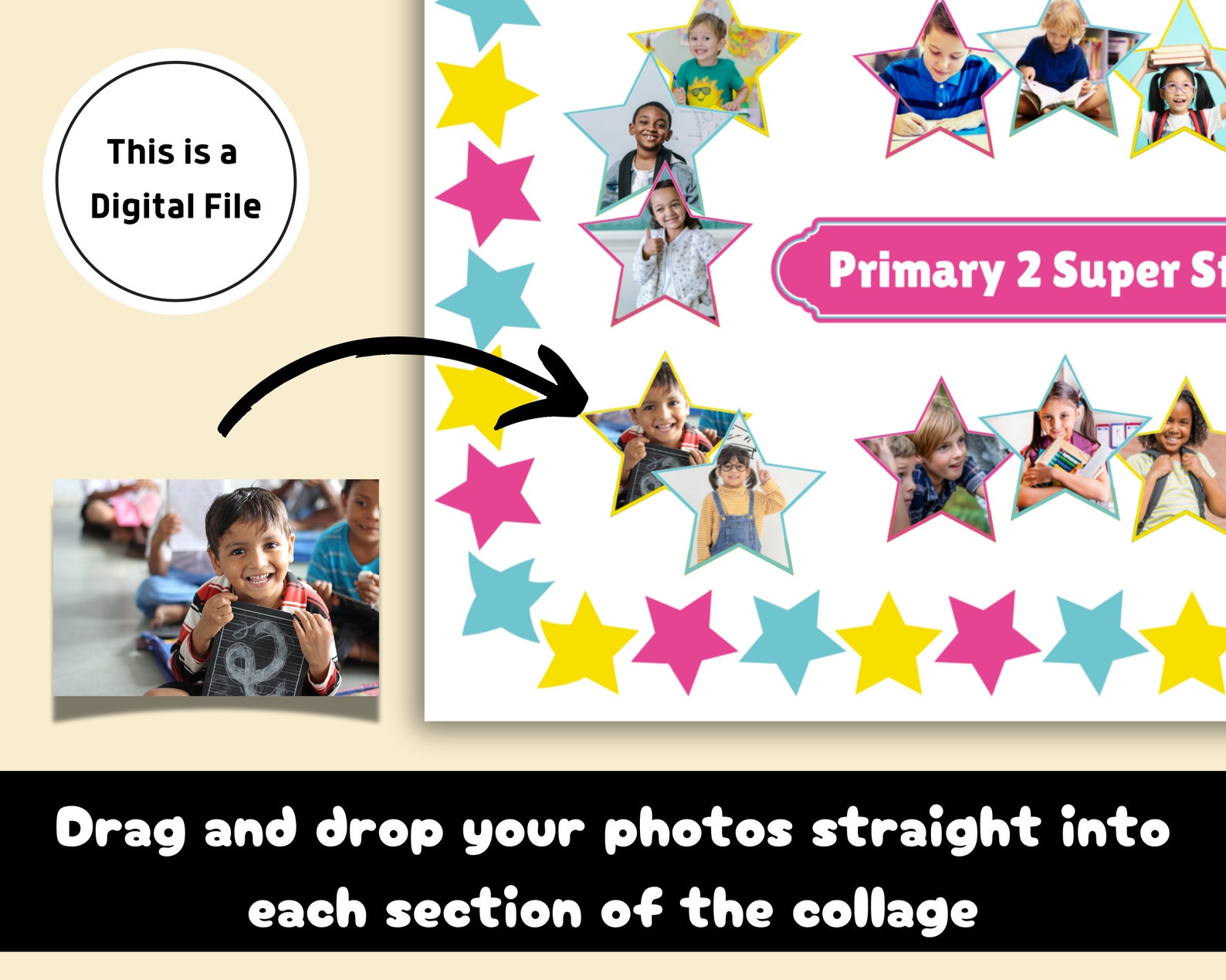 Class Composite Photo Collage Template, Canva Photo Drag and Drop ...