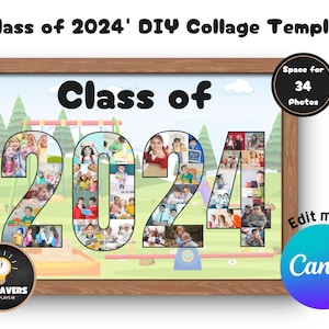 Graduation Collage Template, Class of 2024 Canva Drag and Drop Template ...