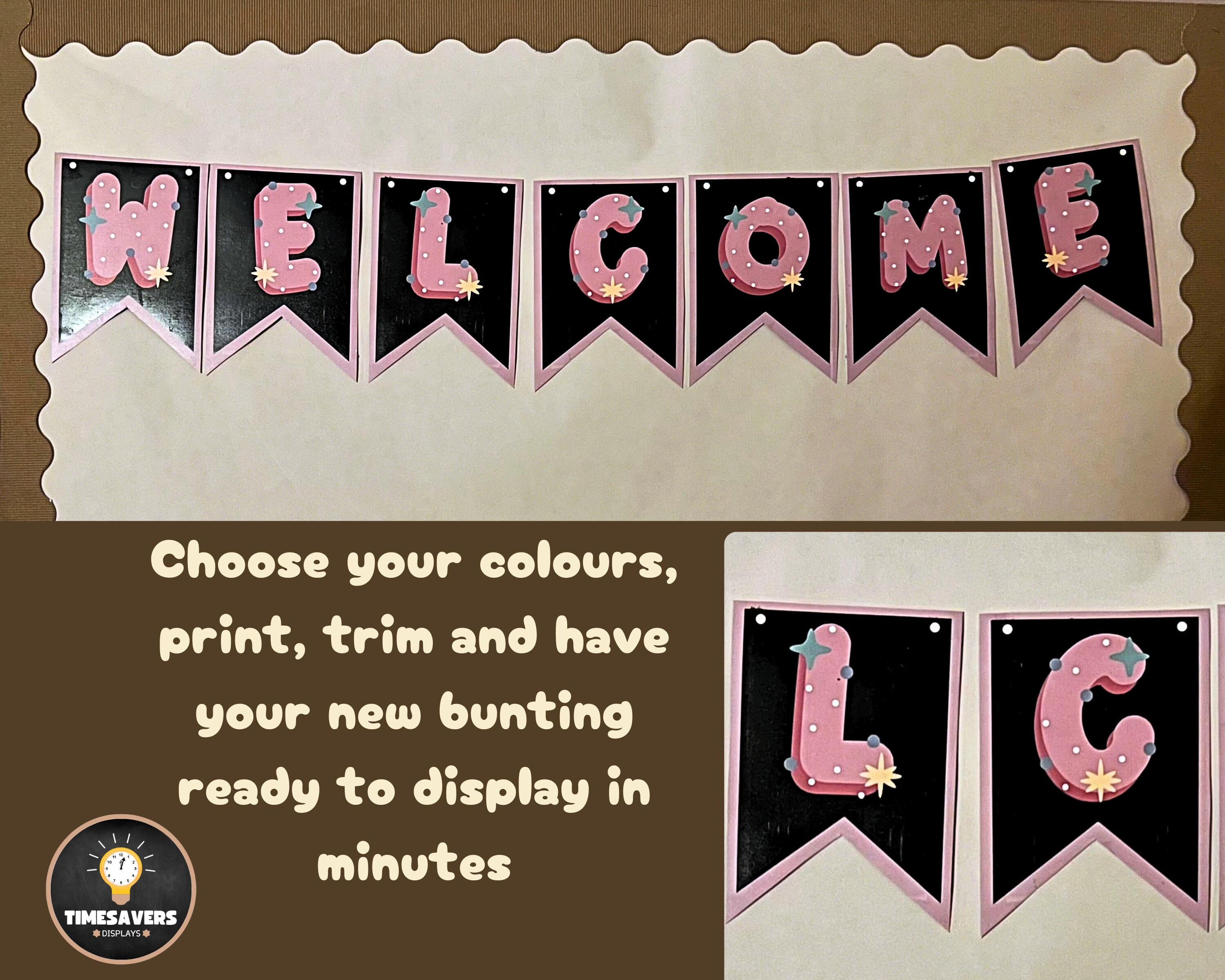 Welcome Bunting Template, Printable Pink Welcome Bunting, Pastel Pink ...