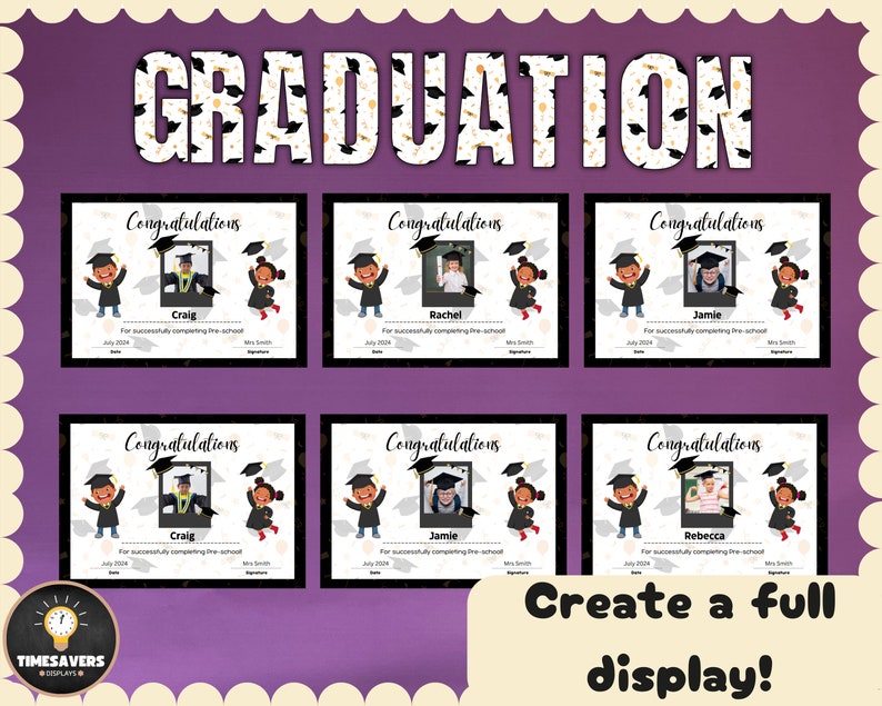 Certificate Template Editable, Pre-school Graduation Award, School ...