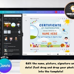 Certificate Template Editable, Sports Day Award, School Editable CANVA ...