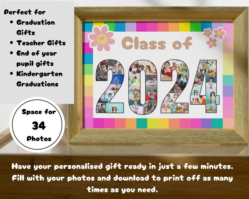 Graduation Collage Template, Class of 2024 Canva Drag and Drop Template ...