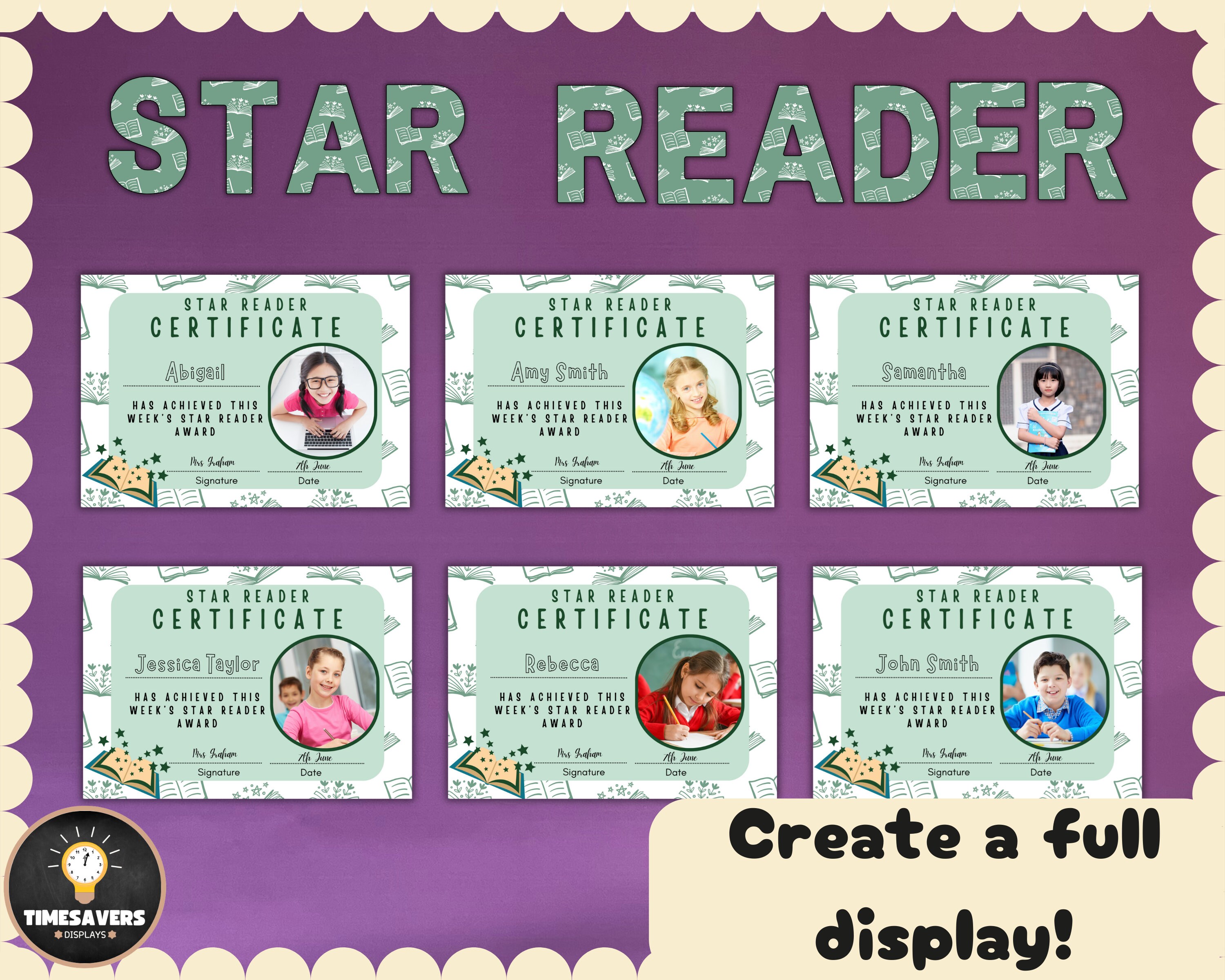 Certificate Template Editable, Reading Award, School Class CANVA ...