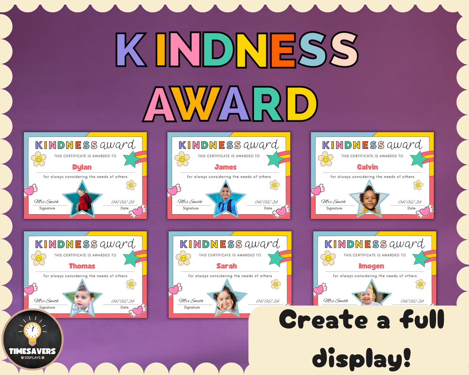 Certificate Template Editable, Kindness Award, School Class CANVA ...