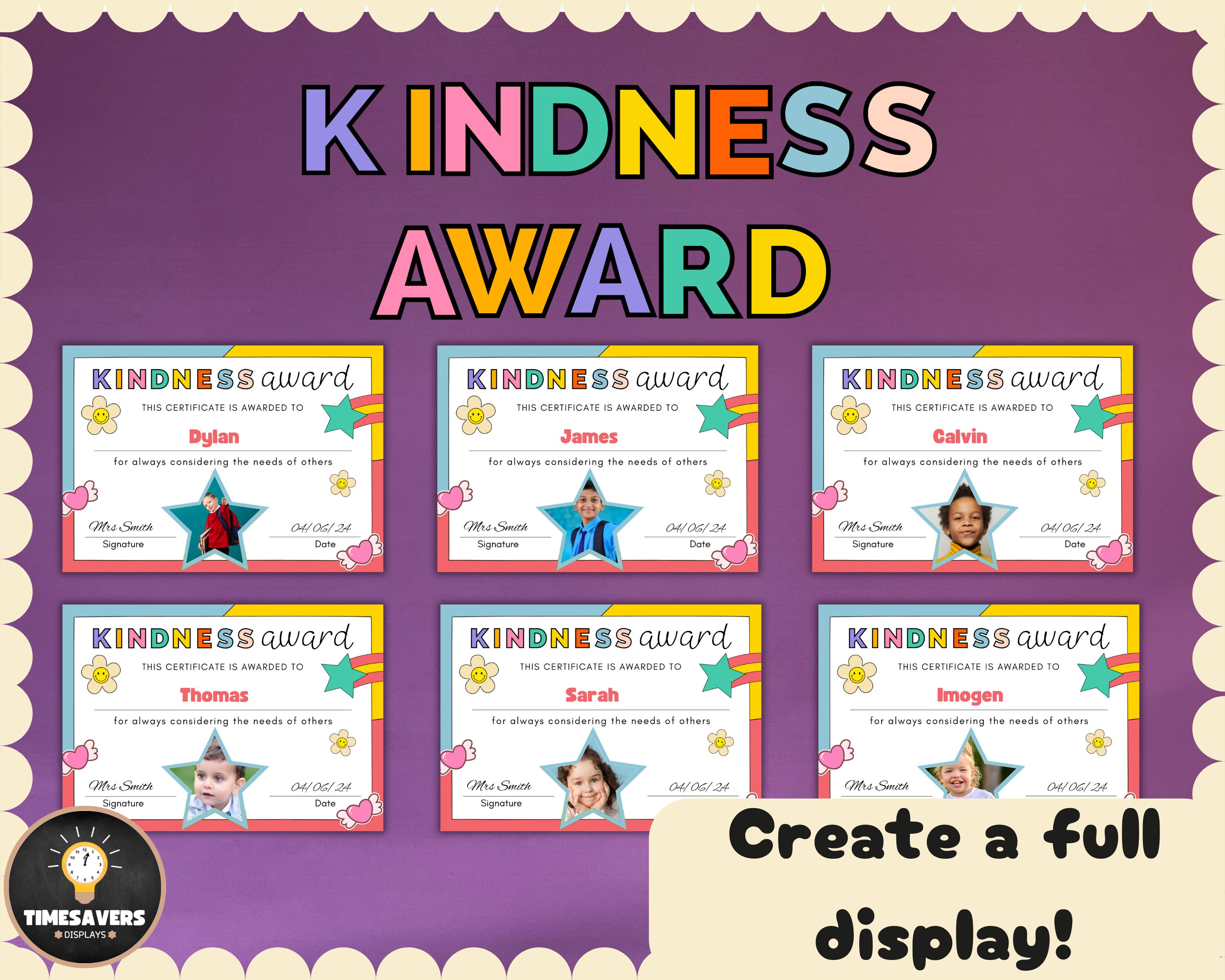 Certificate Template Editable, Kindness Award, School Class CANVA ...