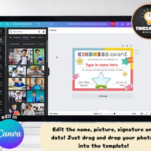 Certificate Template Editable, Kindness Award, School Class CANVA ...