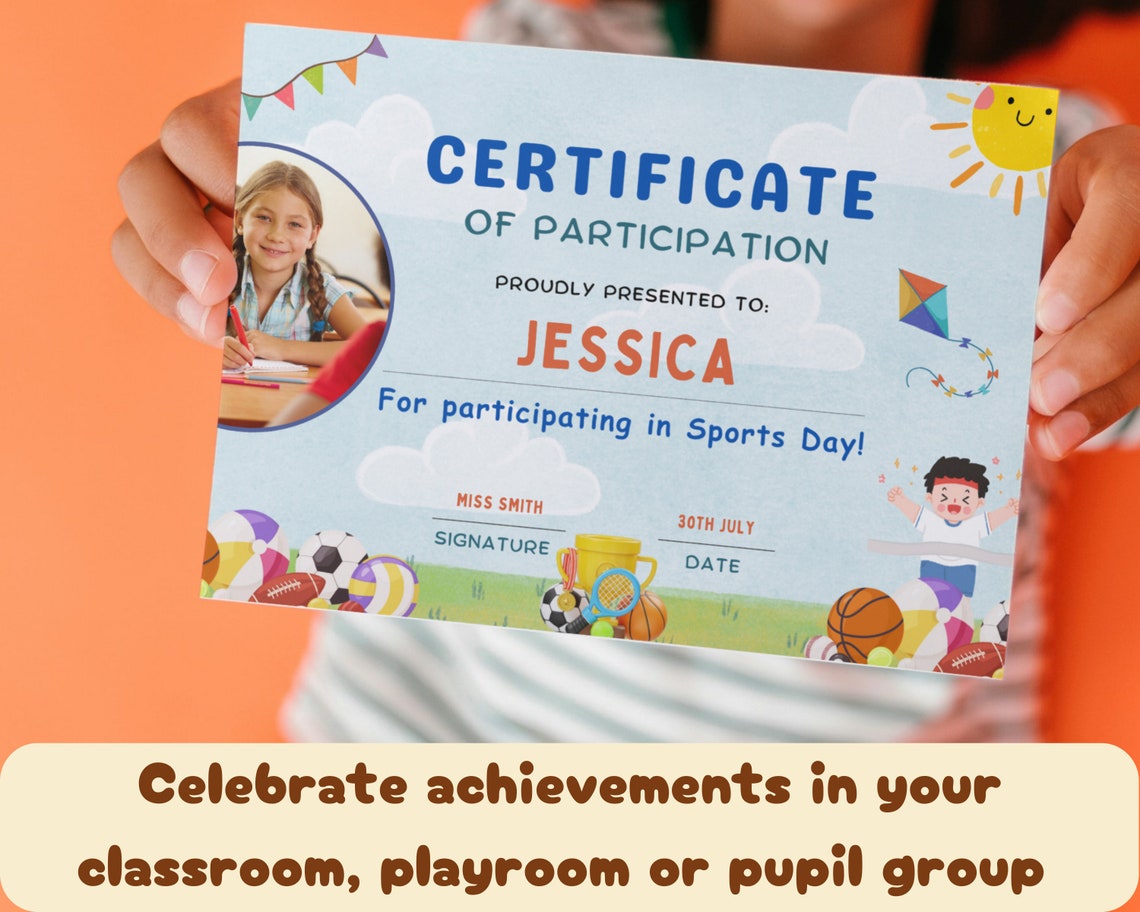 Certificate Template Editable, Sports Day Award, School Editable CANVA ...