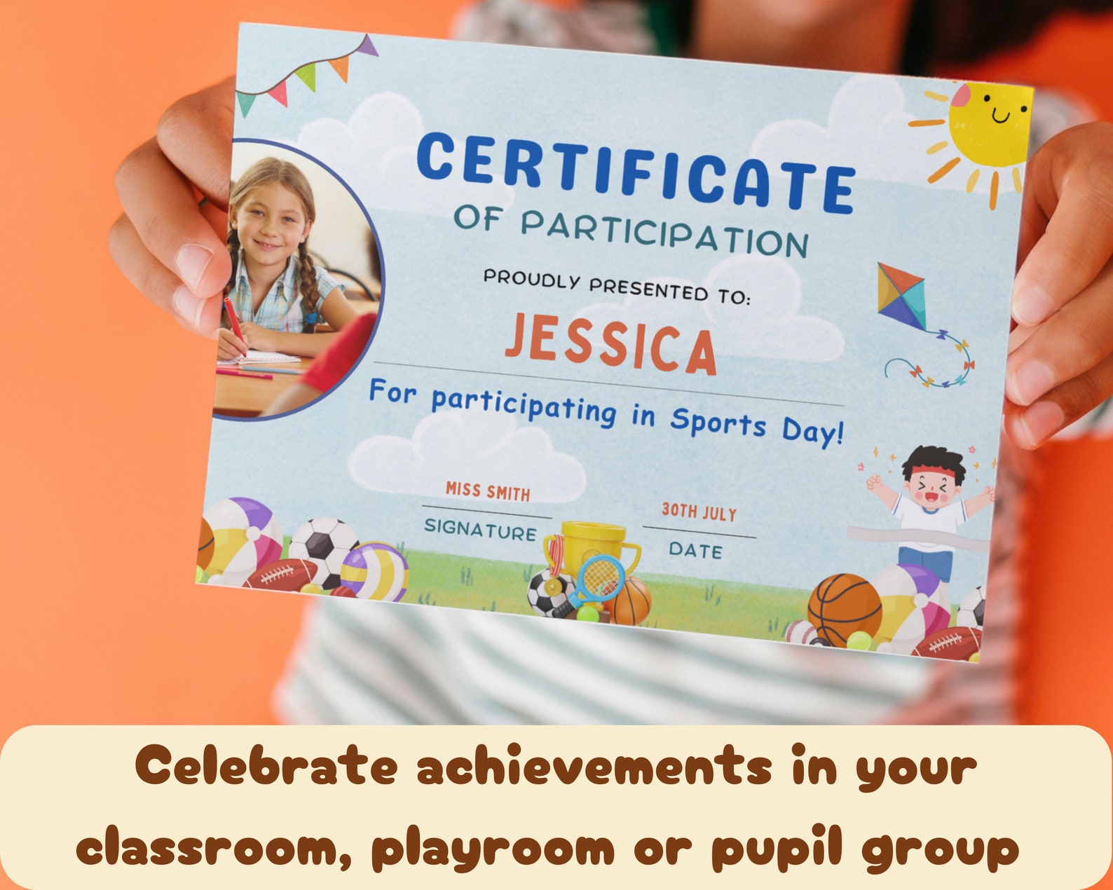 Certificate Template Editable, Sports Day Award, School Editable CANVA ...