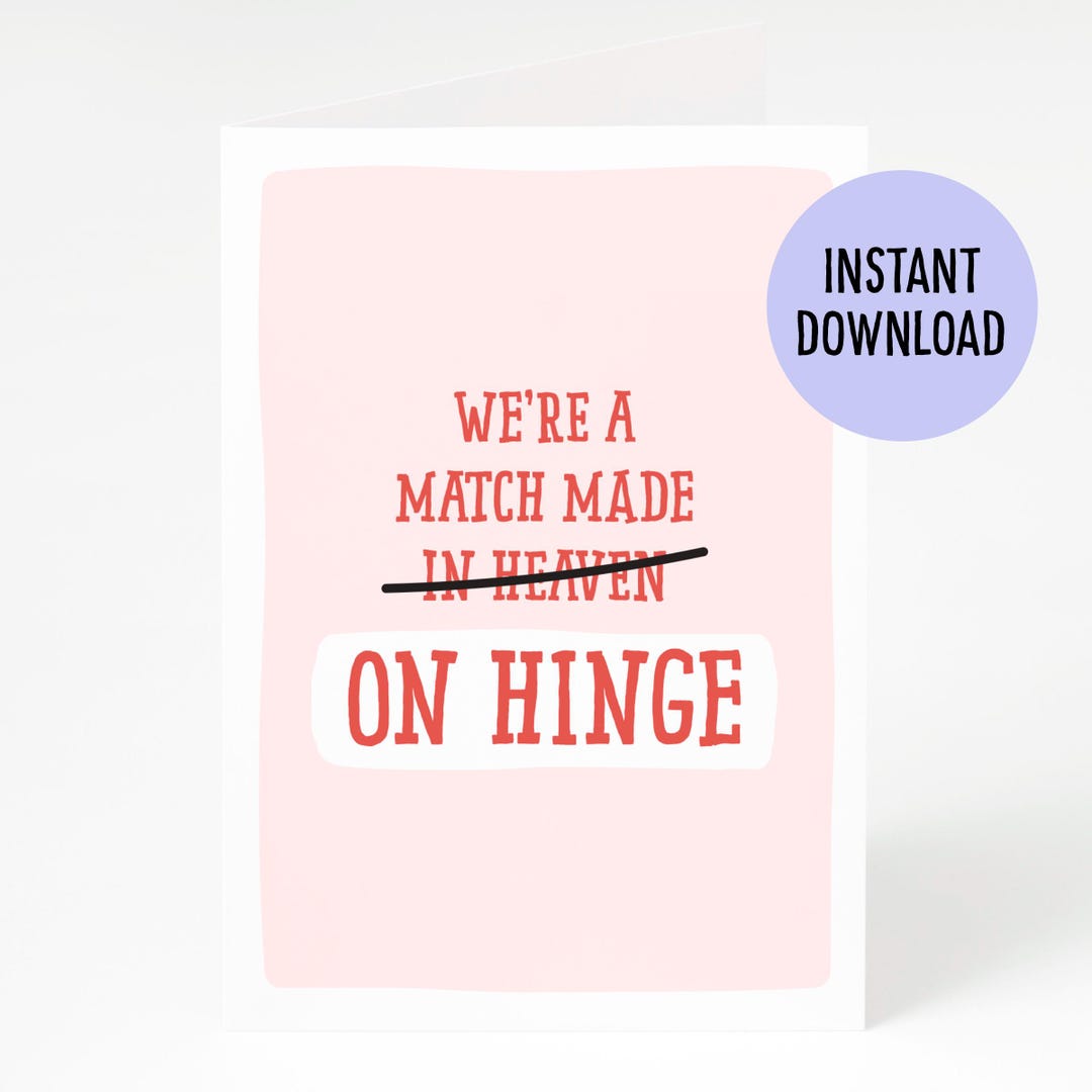 Hinge Dating Anniversary Card, Funny Boyfriend Girlfriend Gift (digital ...