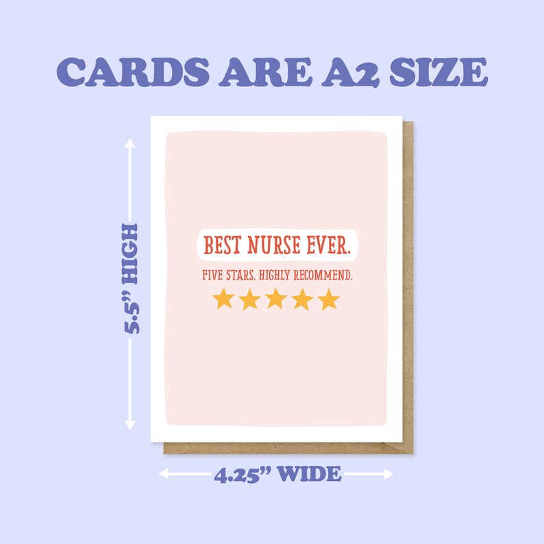 Best Nurse Ever Greeting Card, 5 Stars, Highly Recommend, Thank You ...