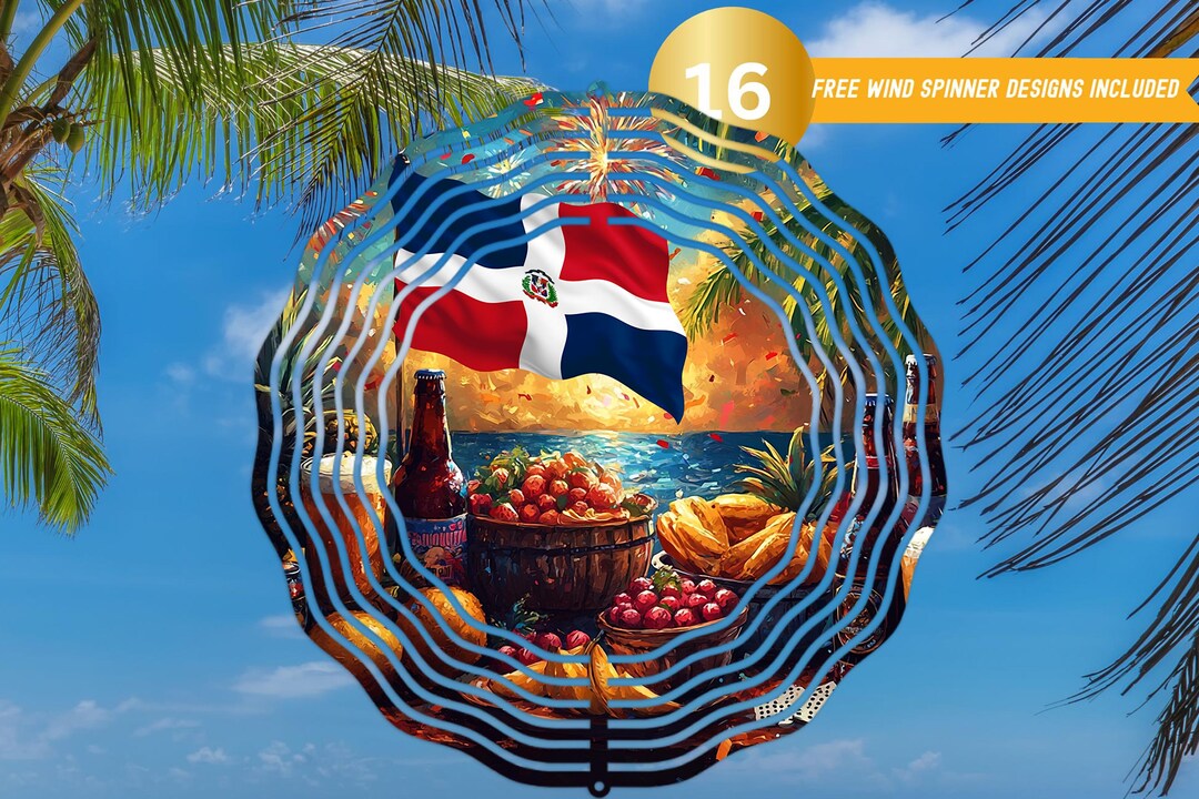 Dominican Republic Flag Wind Spinner PNG, Colorful Wind Spinner ...