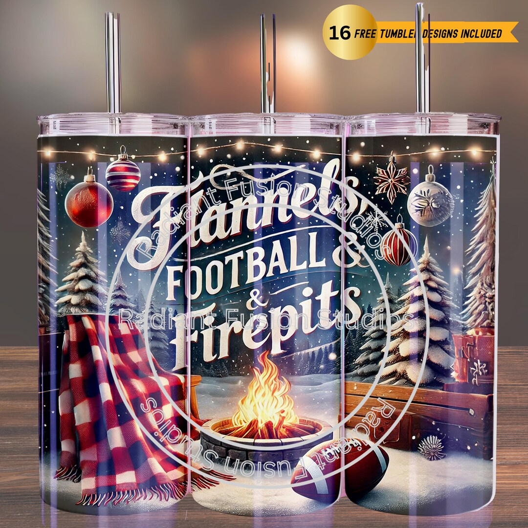 Rustic Flannel Football Tumbler Wrap: Fall Family Design (digital ...