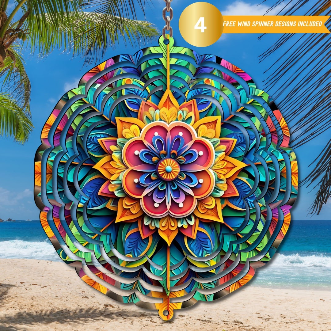 Mandala Wind Spinner PNG, Colorful Wind Spinner Sublimation Design ...