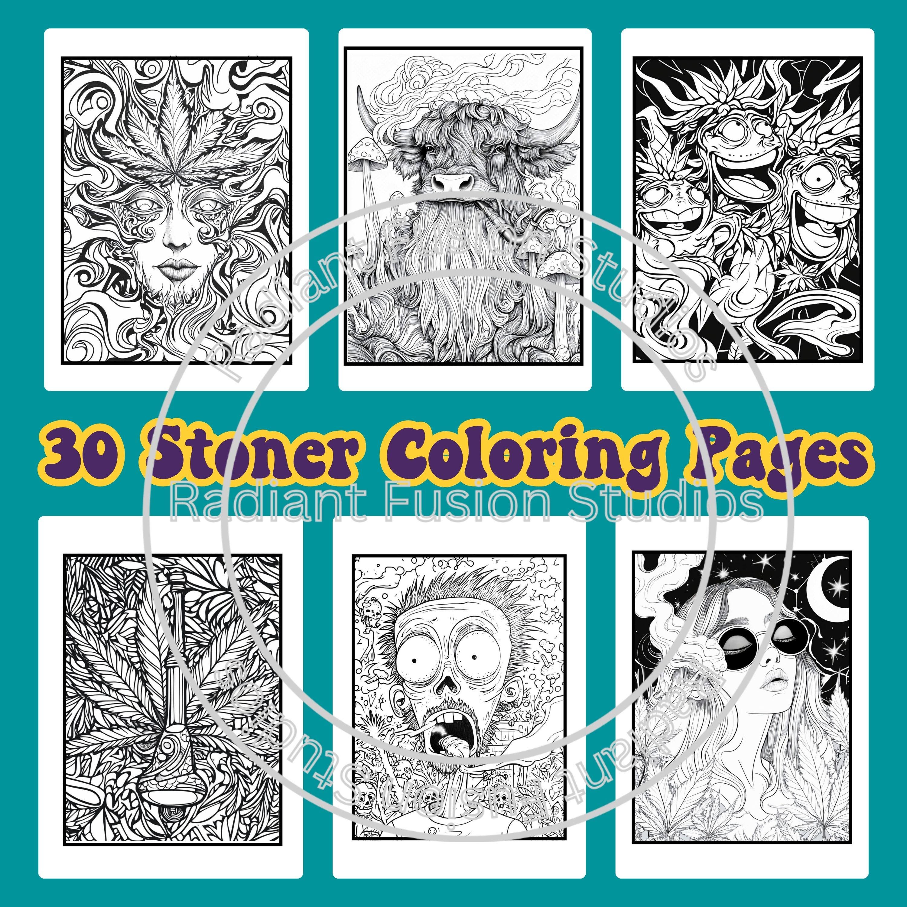 Trippy Stoner Coloring Pages | Funny Relaxation Designs (digital ...