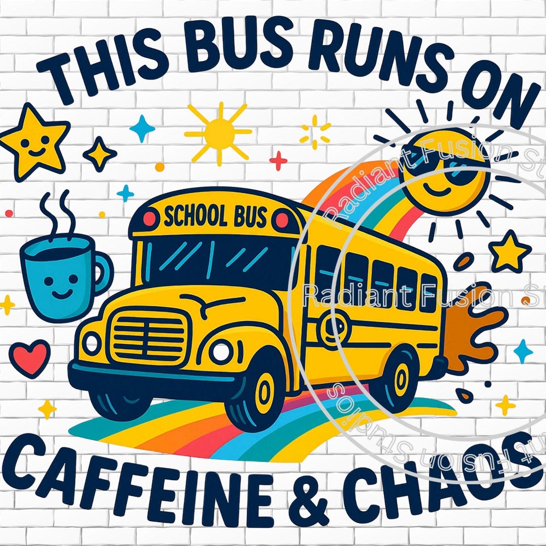 Caffeine and Chaos Bus Driver Design: Vintage Sublimation PNG (digital ...