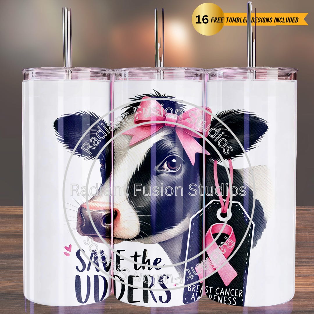 Save the Udders Cow Tumbler Wrap: Breast Cancer Awareness (digital ...