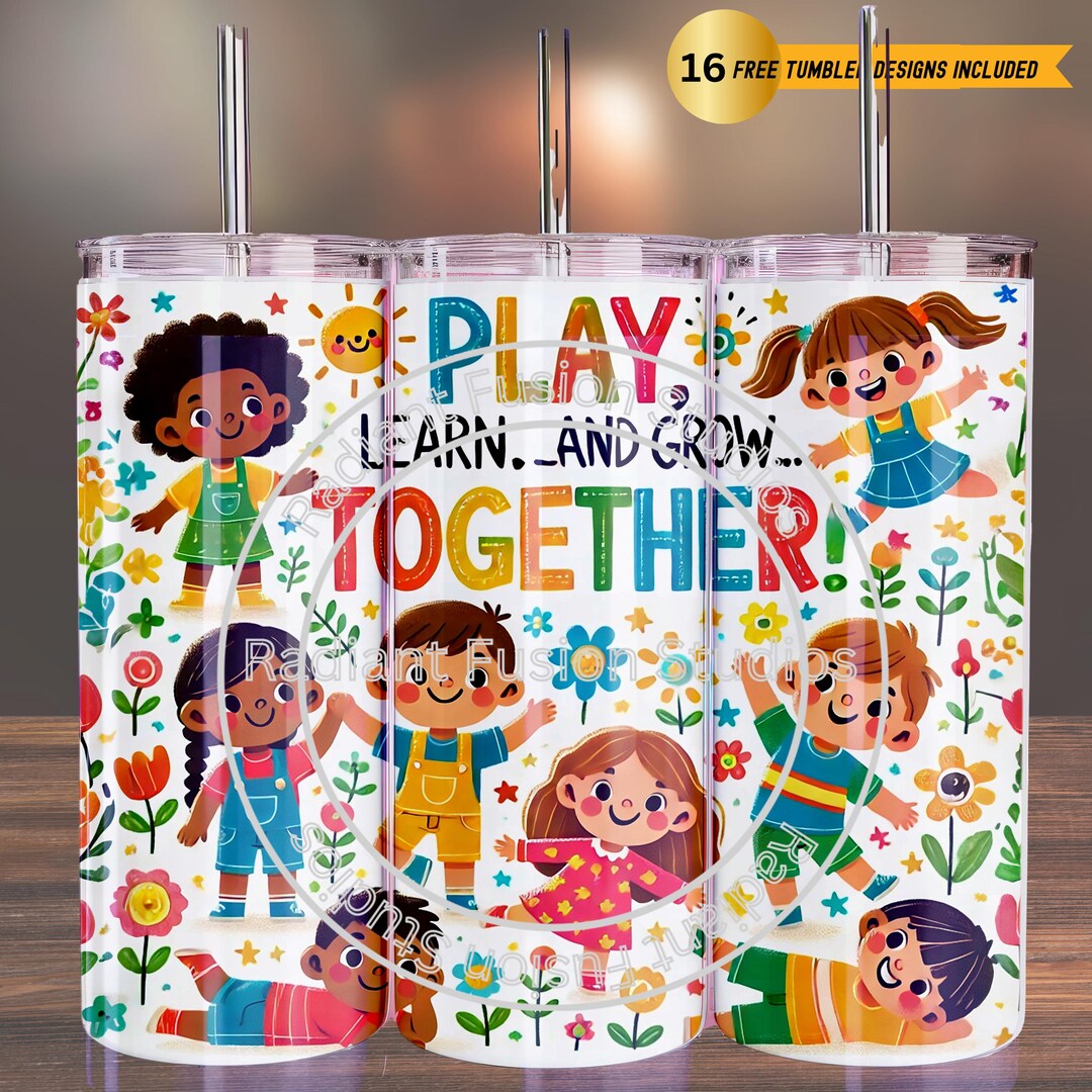 Play Learn Grow Tumbler Wrap: Positive Kids PNG (digital Download) - Etsy