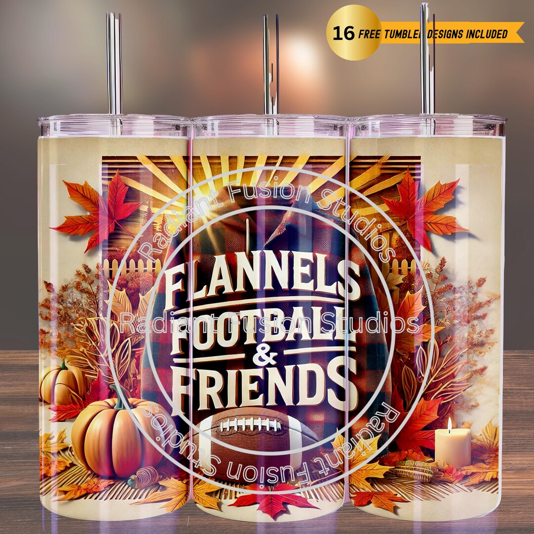 Rustic Flannel Football Tumbler Wrap PNG: Fall Design (digital Download ...