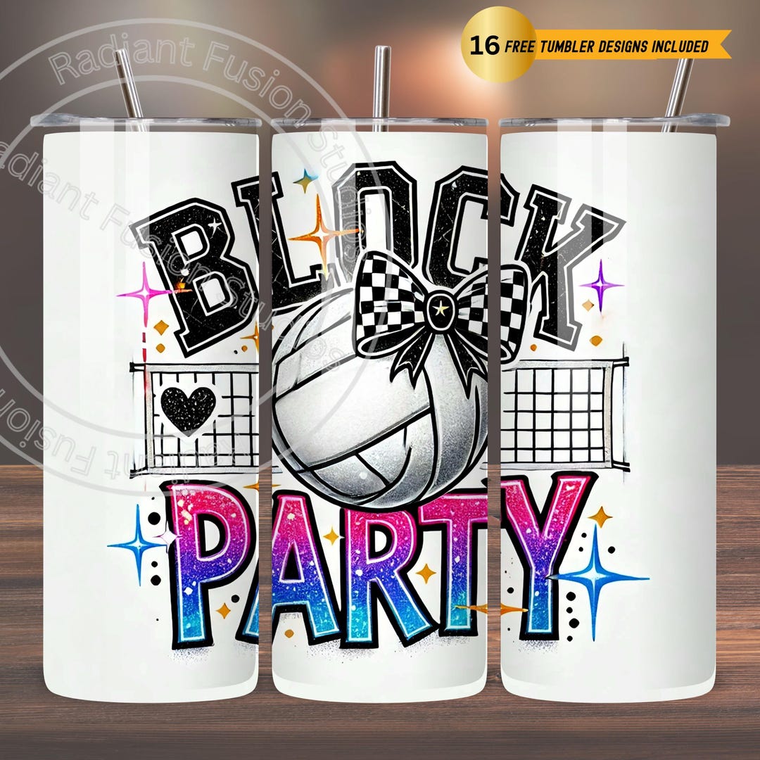 Volleyball Block Party 20oz Tumbler Wrap (digital Download) - Etsy
