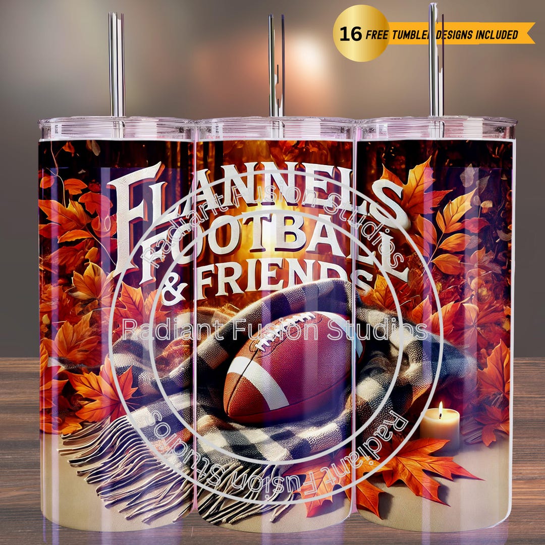 Rustic Flannel Football Tumbler Wrap: Fall Family Design (PNG Digital ...