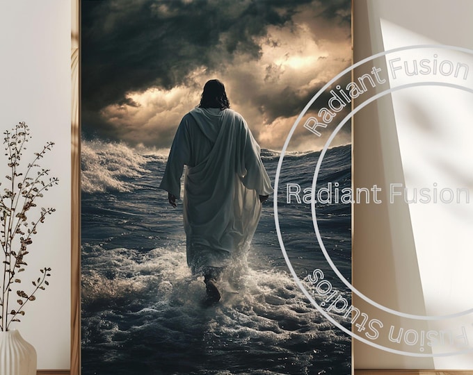 Auf dem Wasser gehen | Jesus Christus Gemälde | Moderne Bibel Wandkunst ...