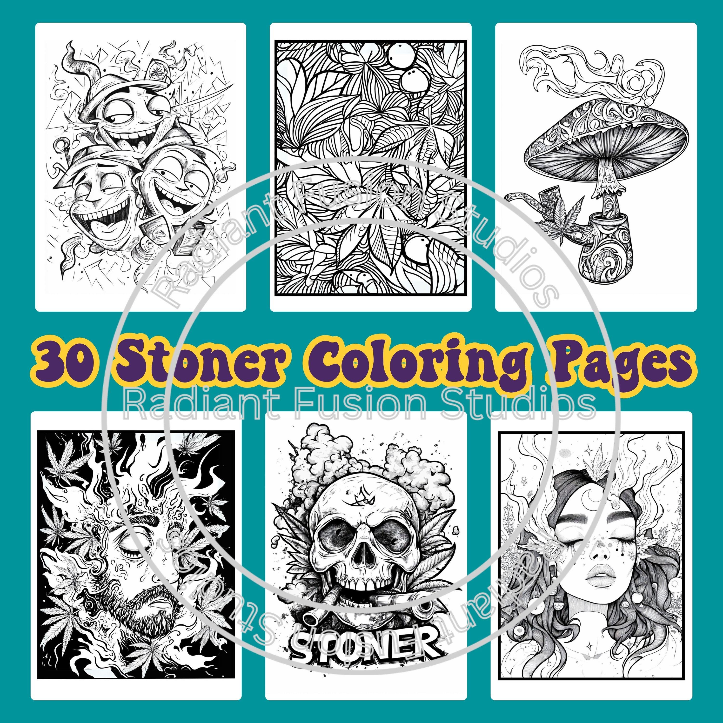 Trippy Stoner Coloring Pages | Funny Relaxation Designs (digital ...