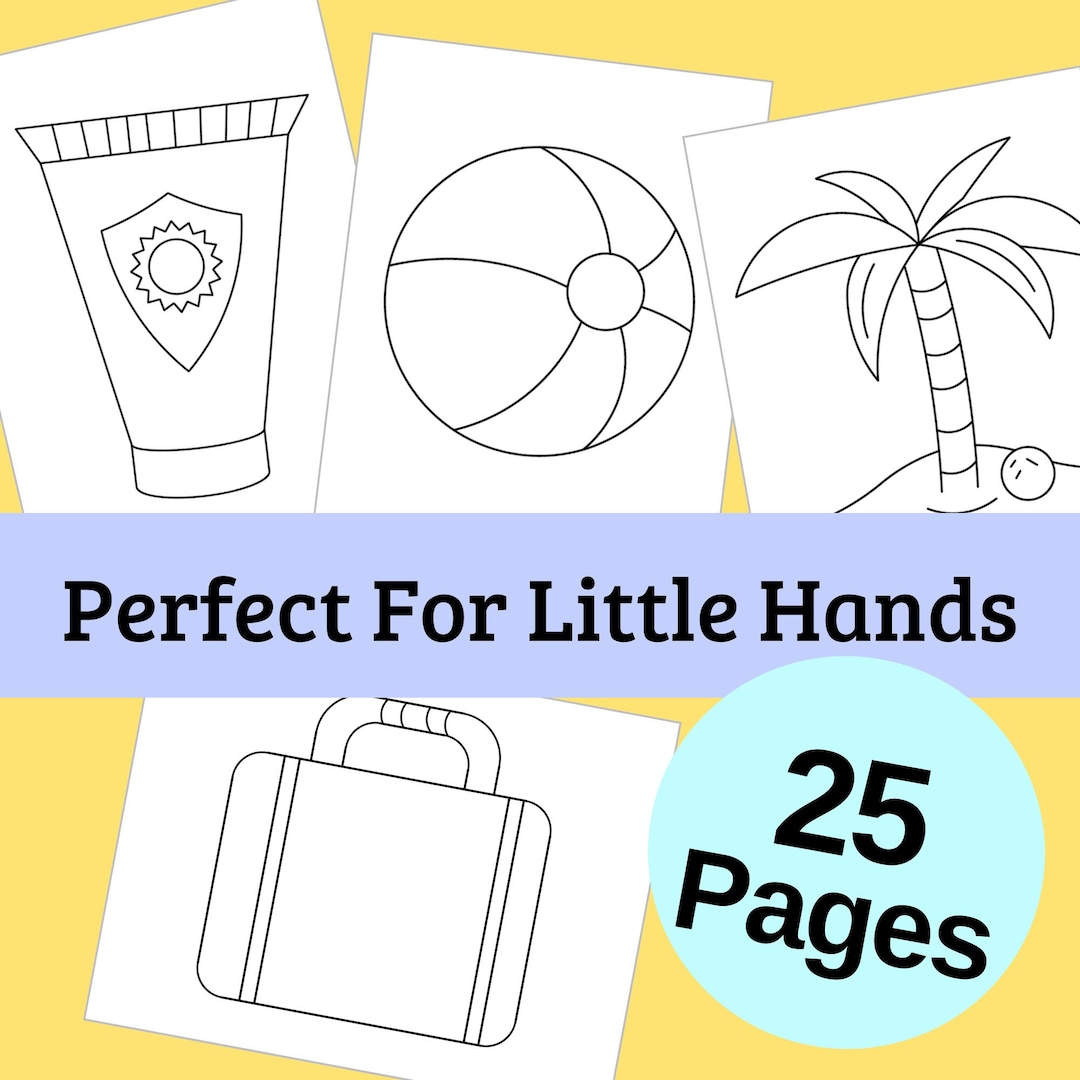 25 Color Pages Printable for Kids, Summer Themed, Digital Download. - Etsy