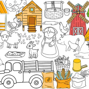 Farm Giant Coloring Banner| Big Printable Coloring Page | Birthday ...