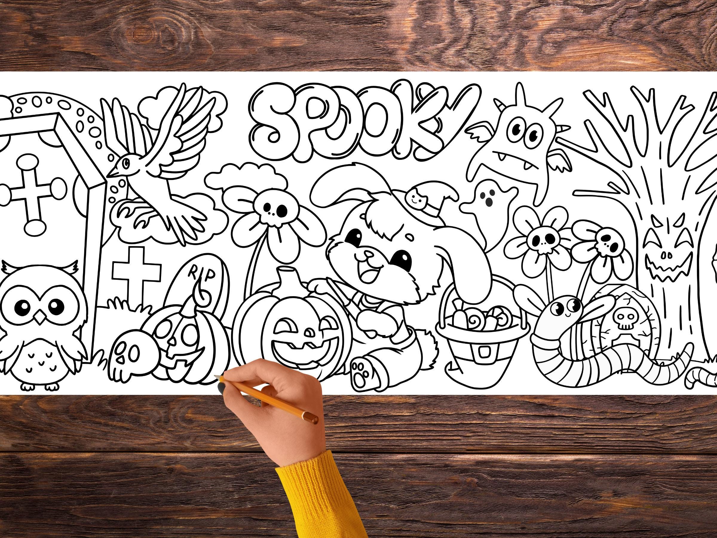 Spooky Halloween Giant Coloring Page | Printable Coloring Banner ...