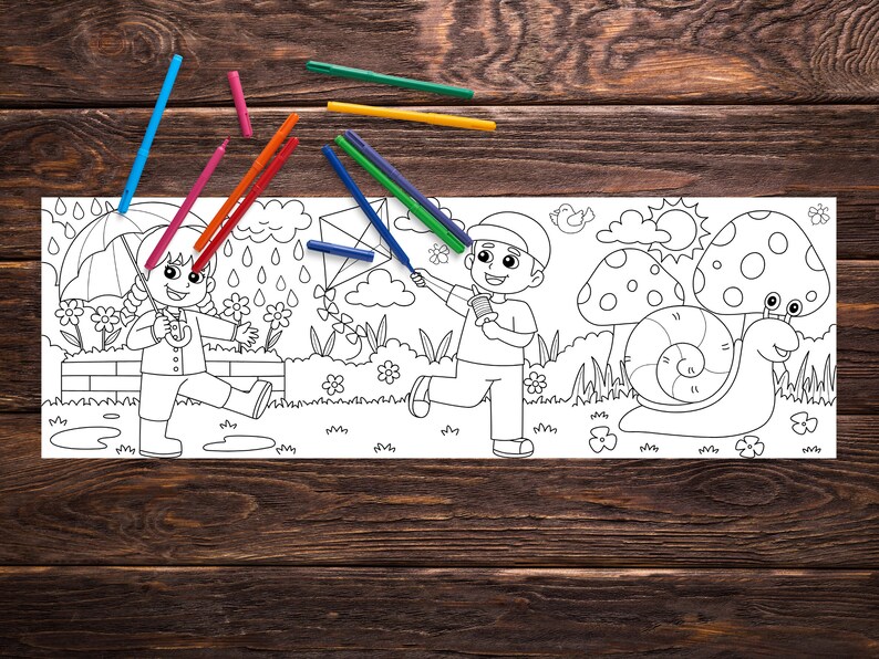 Spring Joy Giant Coloring Banner Big Printable Coloring Page Paper ...