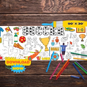 Soccer Giant Coloring Banner | Big Printable Coloring Page | Birthday ...