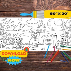 Halloween Giant Coloring Page | Coloring Table Cloth for Kids | Paper ...