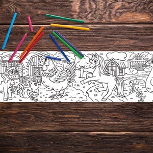 Farm Animals Coloring Banner| Big Printable Coloring Page | Birthday ...