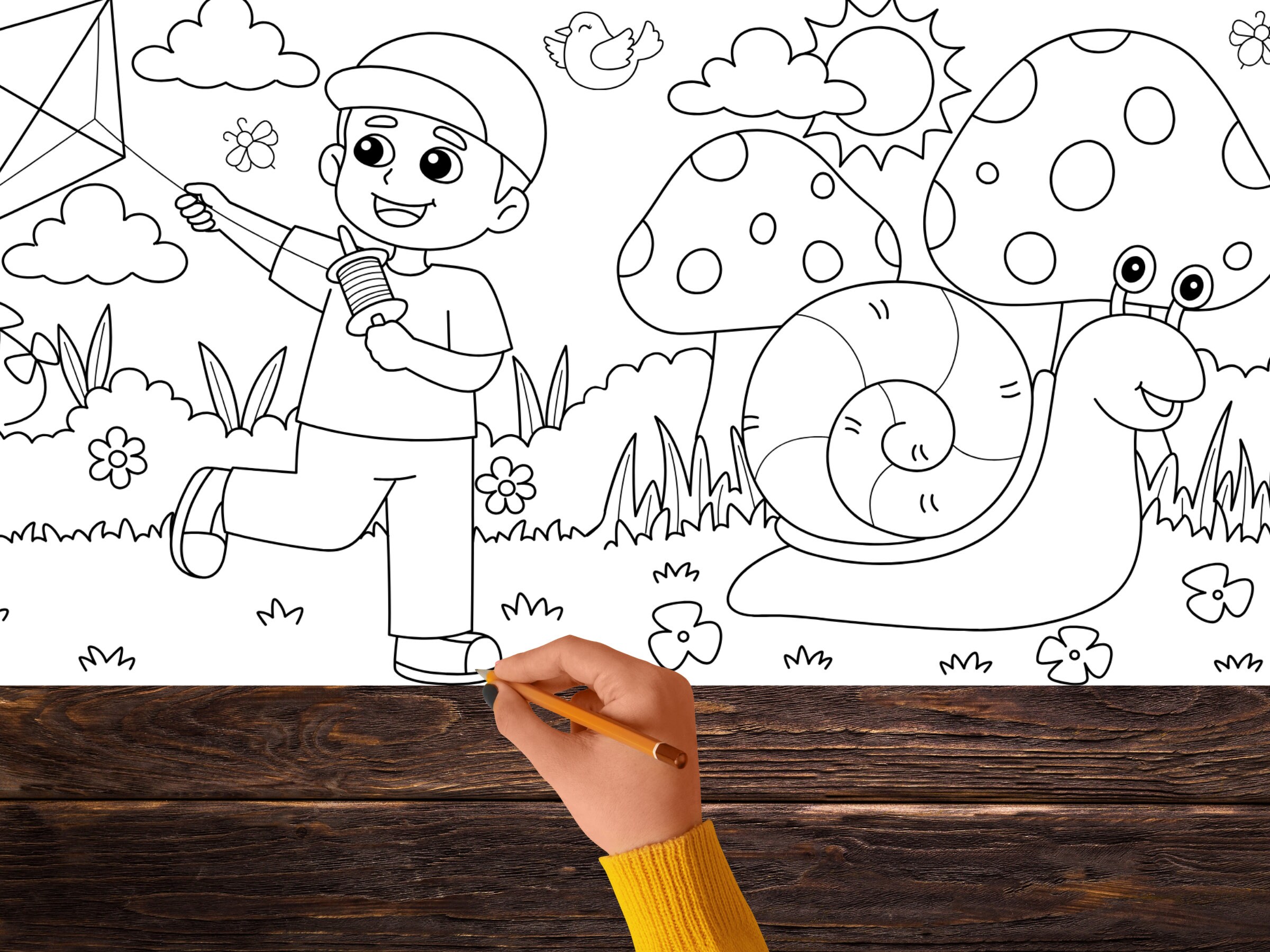 Spring Joy Giant Coloring Banner | Big Printable Coloring Page | Paper ...