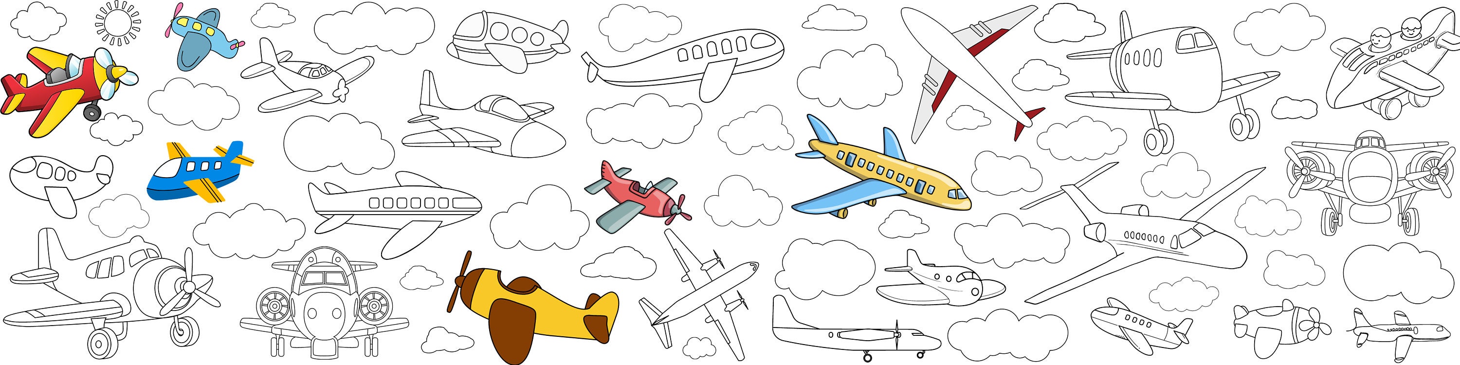 Airplanes Giant Coloring Banner | Big Printable Coloring Page ...