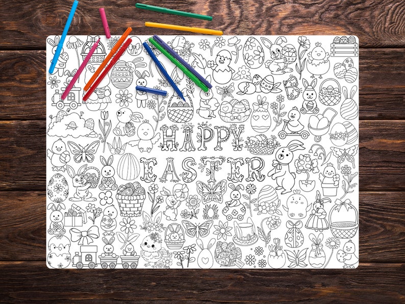Easter Giant Coloring Page | Big Printable Coloring Tablecloth ...