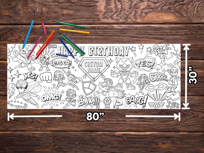 Personalized Super Heroes Giant Coloring Page | Printable Coloring ...