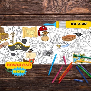 Pirates Giant Coloring Banner| Big Printable Coloring Page | Birthday ...