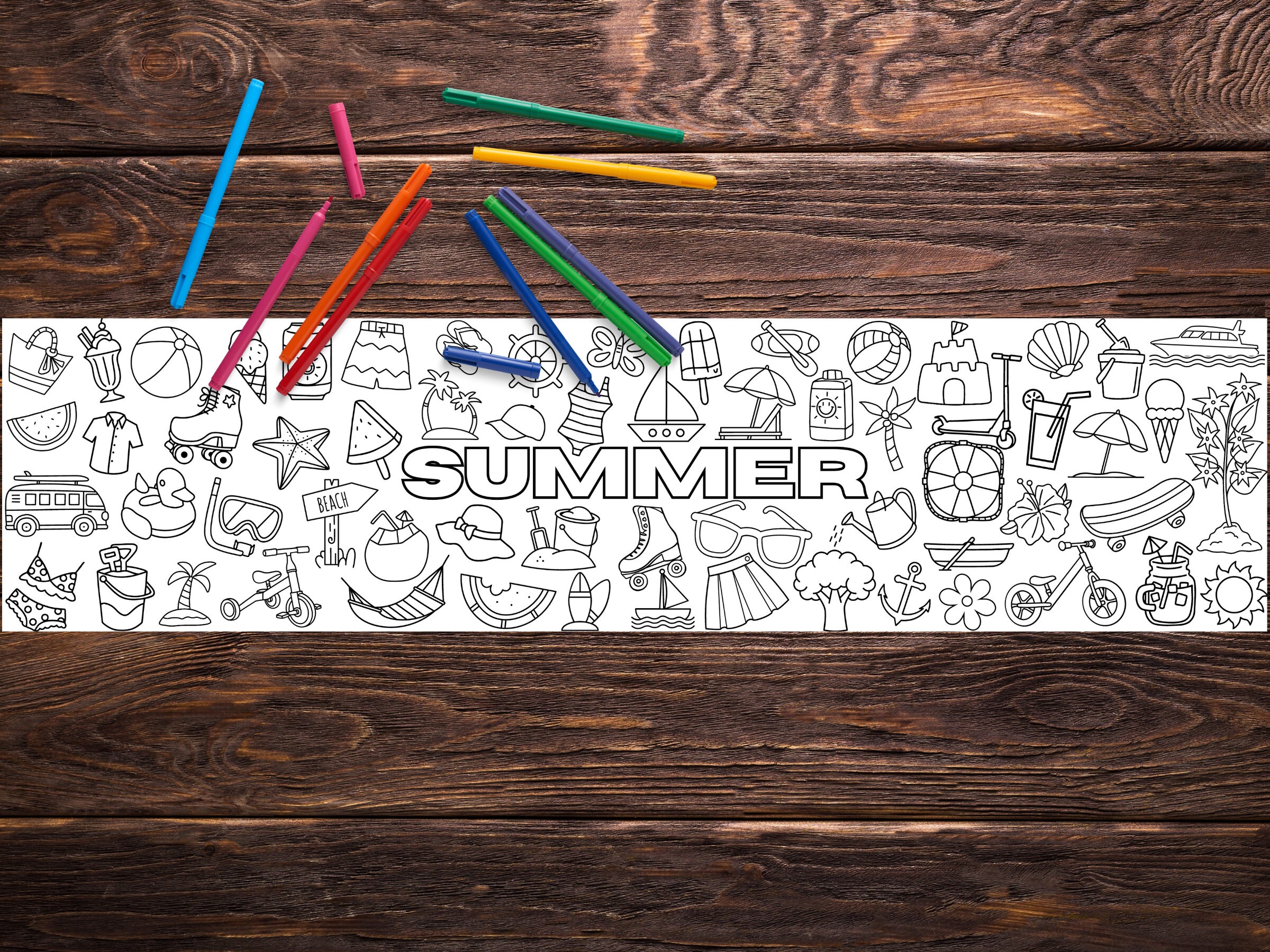 Summer Giant Coloring Page | Printable Banner to Color | Activity ...