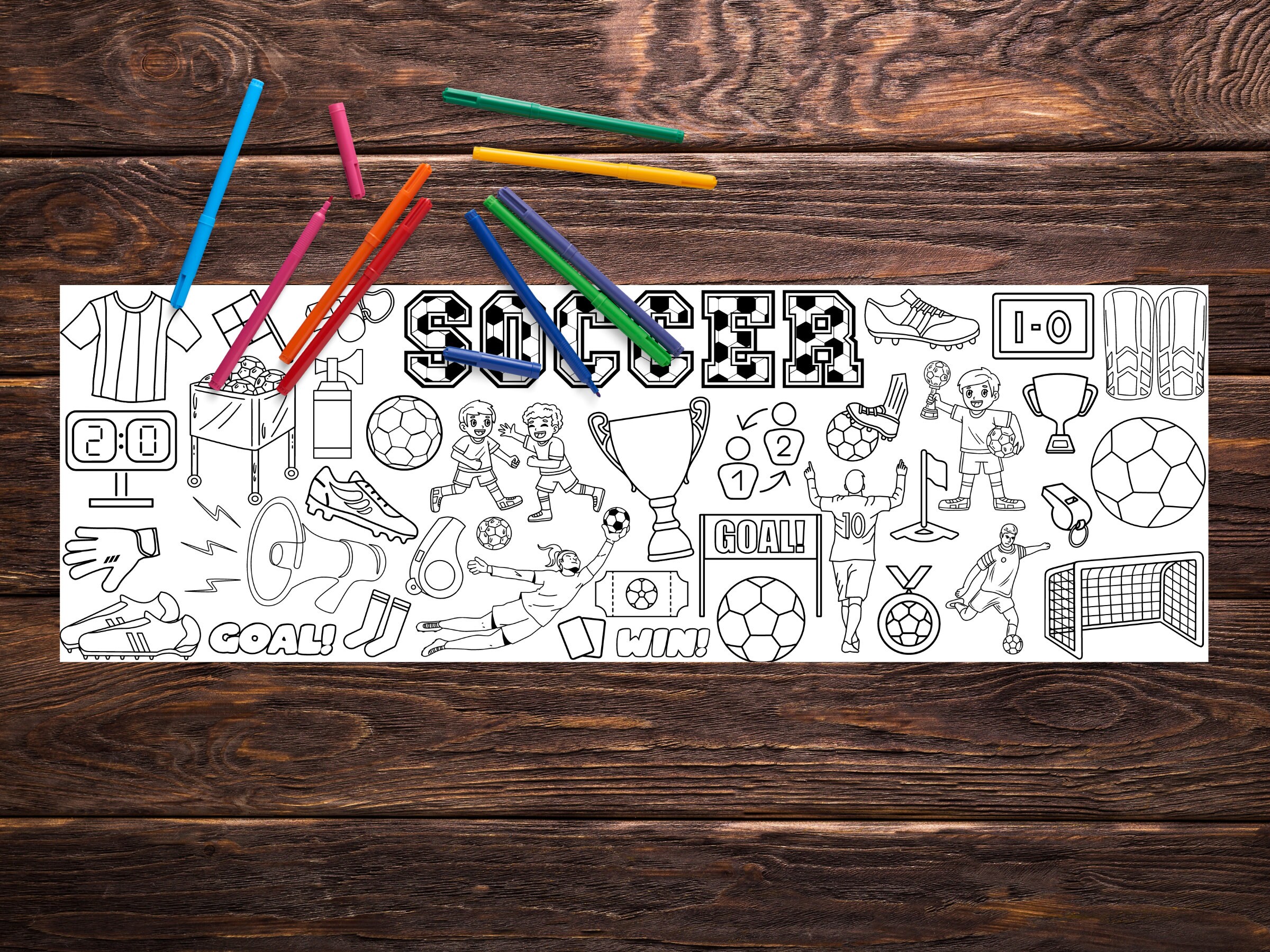 Soccer Giant Coloring Banner | Big Printable Coloring Page | Birthday ...