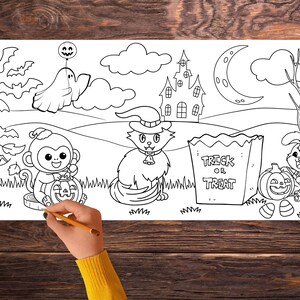 Halloween Giant Coloring Page | Coloring Table Cloth for Kids | Paper ...