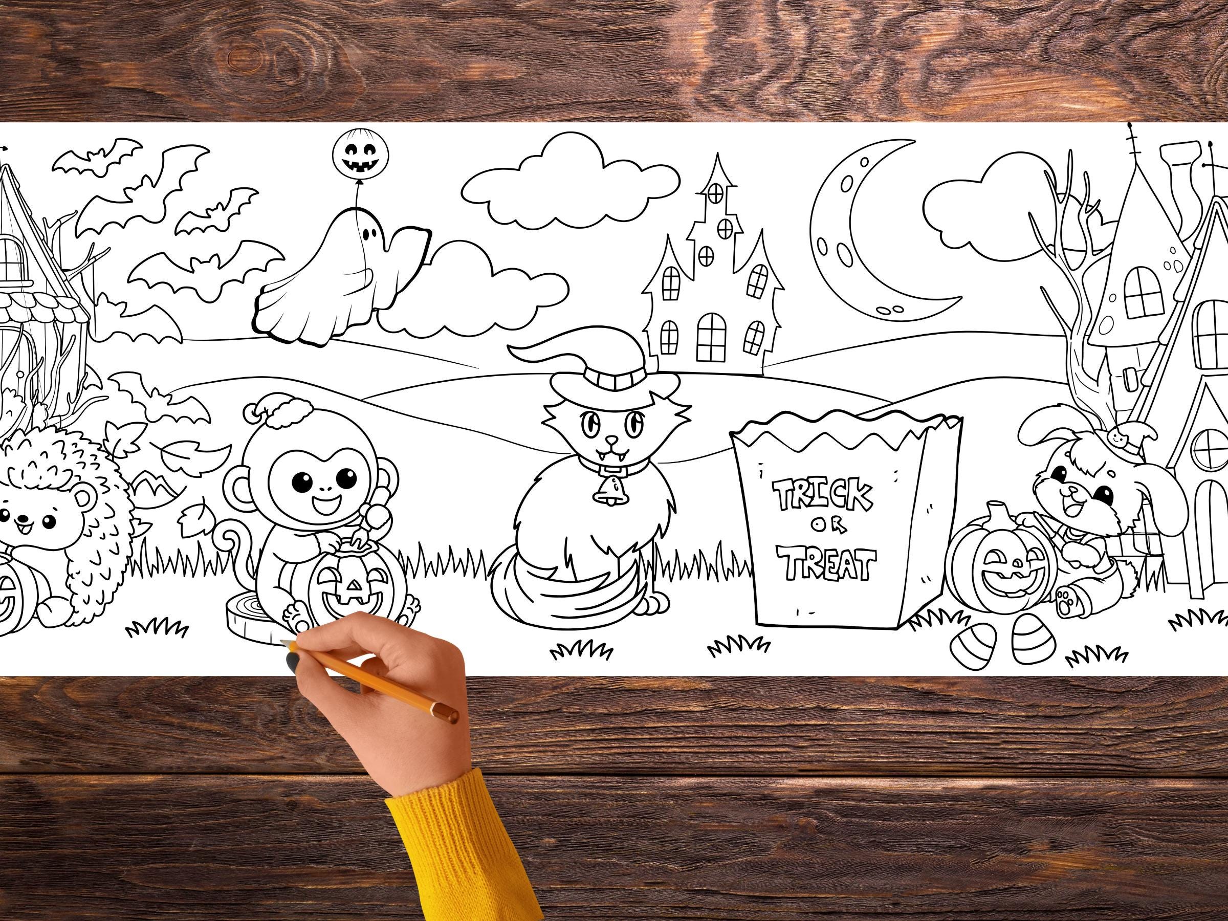Halloween Giant Coloring Page | Coloring Table Cloth for Kids | Paper ...