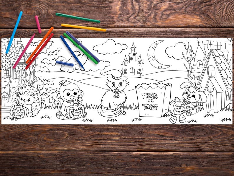 Halloween Giant Coloring Page | Coloring Table Cloth for Kids | Paper ...
