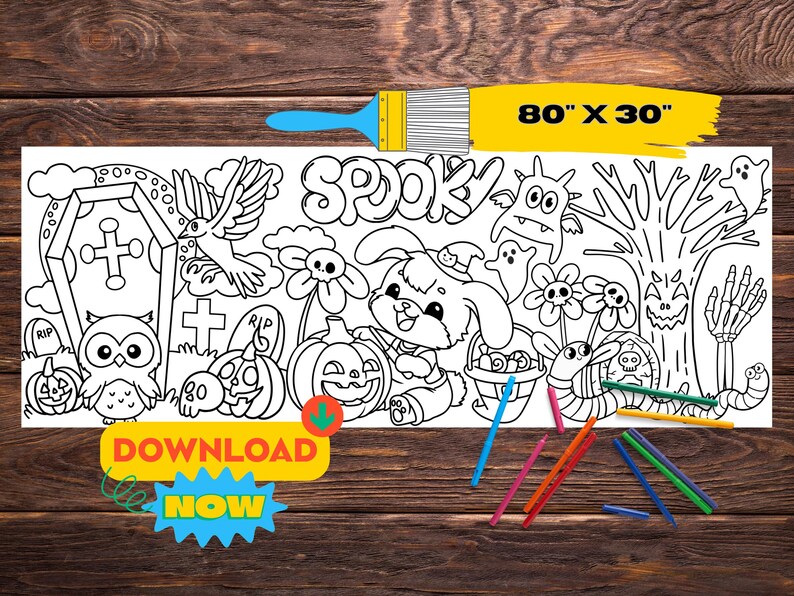 Spooky Halloween Giant Coloring Page | Printable Coloring Banner ...