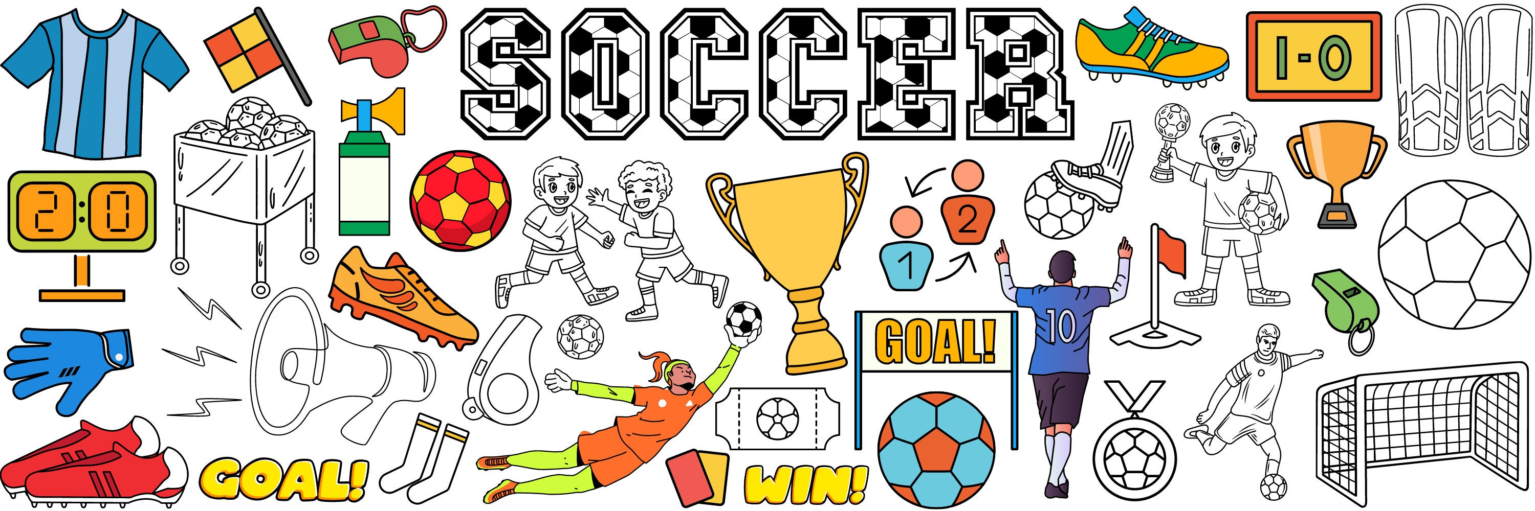 Soccer Giant Coloring Banner | Big Printable Coloring Page | Birthday ...