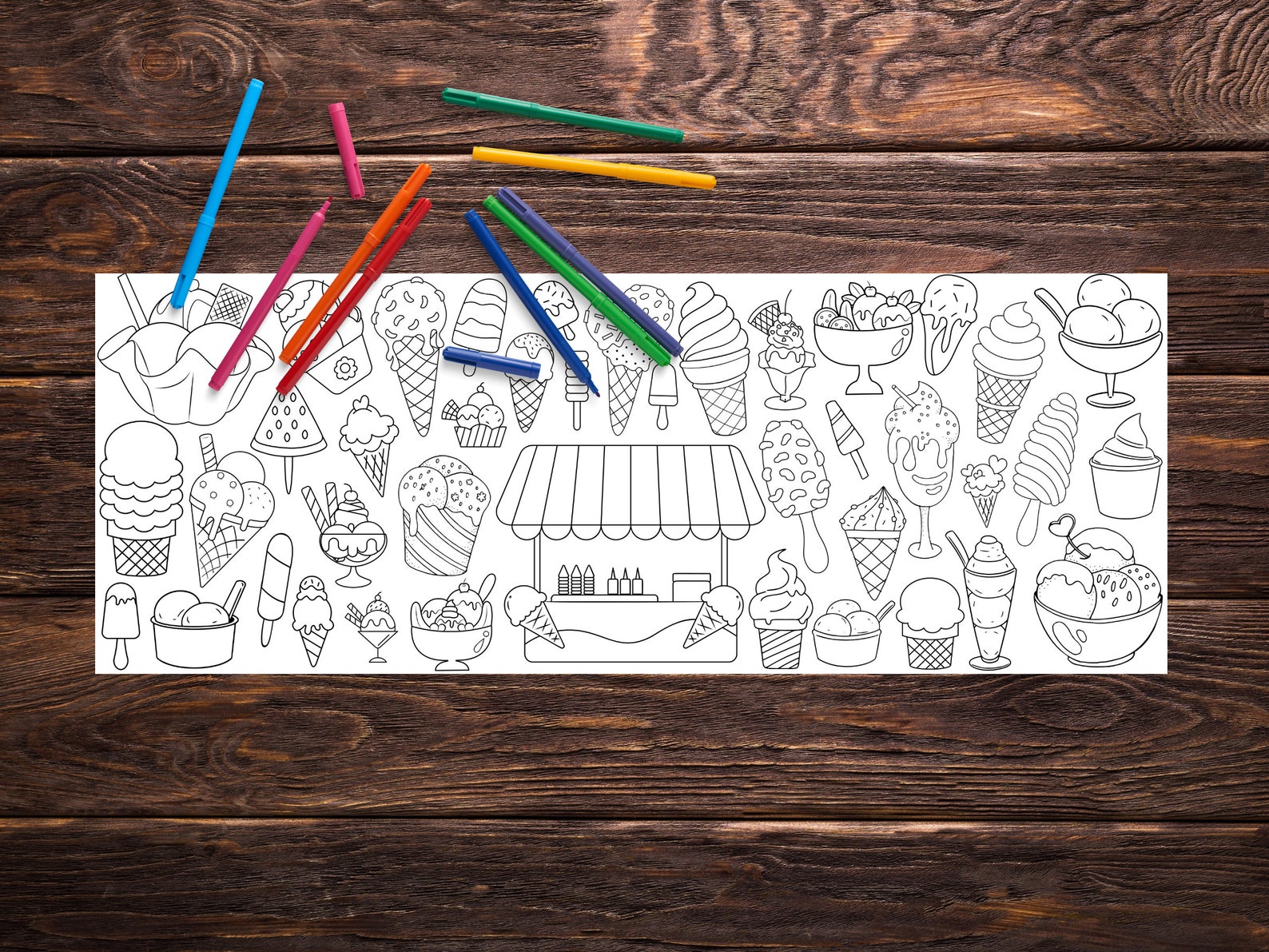 Ice Cream Giant Coloring Banner | Big Printable Coloring Page ...