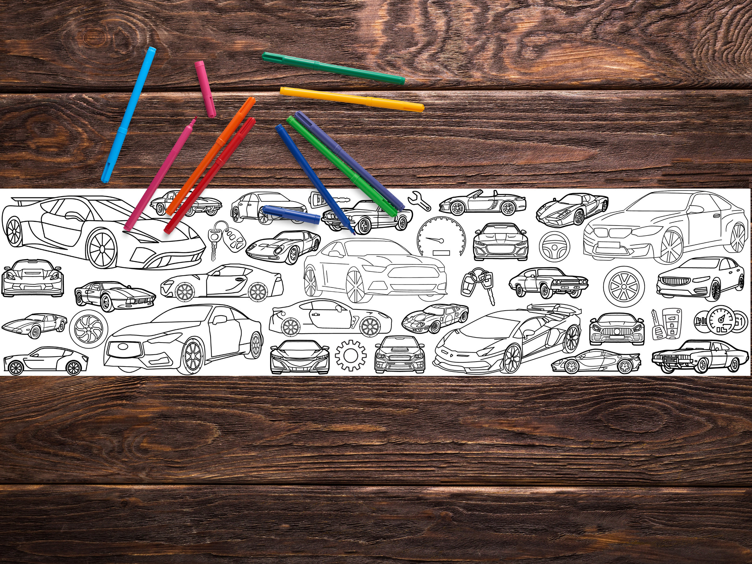 Cars Giant Coloring Banner | Big Printable Coloring Page | Activity ...
