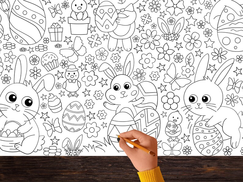 Easter Giant Coloring Page Huge Printable Coloring Tablecloth Digital ...
