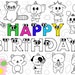 Printable Birthday Coloring Banner Cute Animals Big Activity Sheet - Etsy