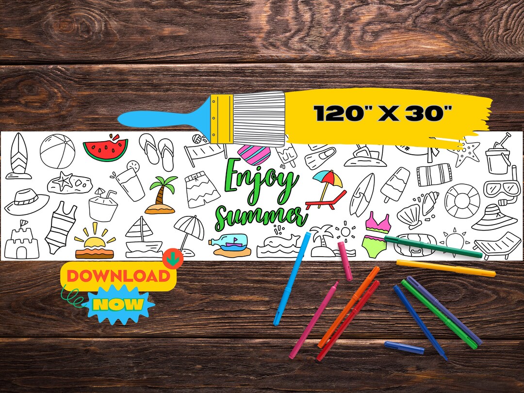 Giant Coloring Banner Summer Printable Coloring Activity Banner - Etsy
